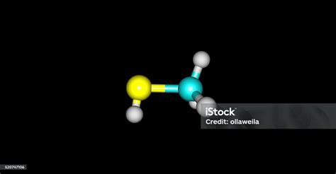3d Illustration Of Methanethiol Molecular Structure Isolated On Black