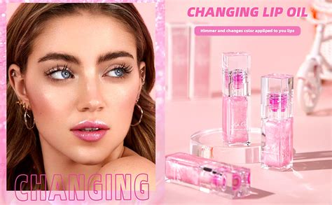 Amazon Com Color Changing Lip Oil PHWarm Change Glitter Lip GlossMagic Big Brush Color