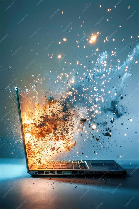 Premium Photo A Conceptual Representation Of An Exploding Laptop With