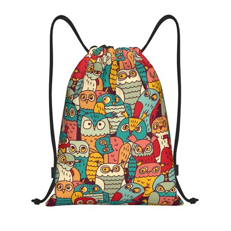 Drawstring Backpack Funny Owl Bird Sports Gym Bag For Men Women