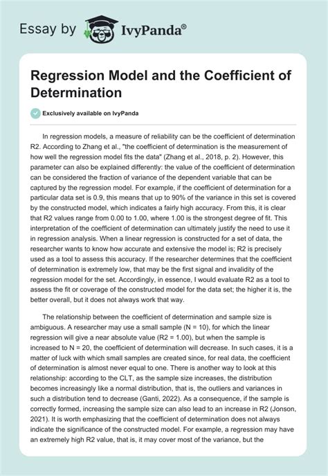 Regression Model And The Coefficient Of Determination 506 Words