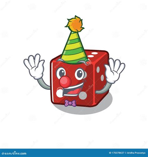Funny Clown Dice Cartoon Character Mascot Design Stock Vector