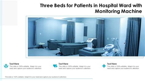 Three Beds For Patients In Hospital Ward With Monitoring Machine Ppt