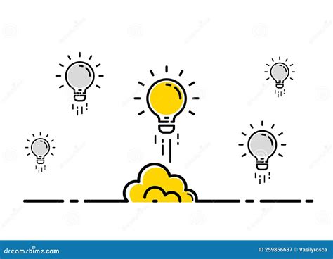 Light Bulb Idea Insight Rocket Launch Concept Background Lightbulb