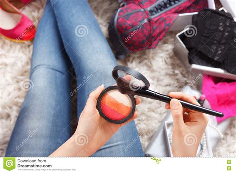 Close Up Of A Colorful Makeup Blush Stock Image Image Of Resting