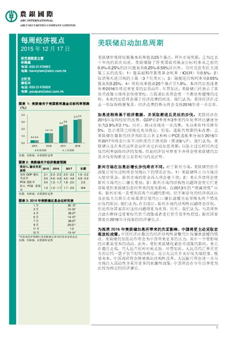 每周经济视点：美联储启动加息周期