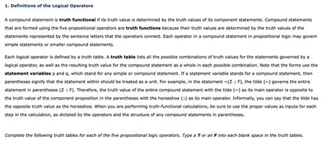 Solved Definitions Of The Logical Operators Simple Chegg