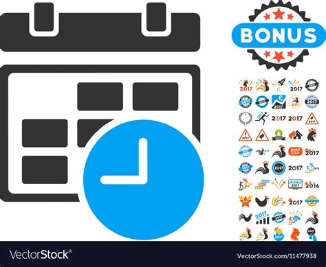 Date And Time Icon With 2017 Year Bonus Symbols Vector Image