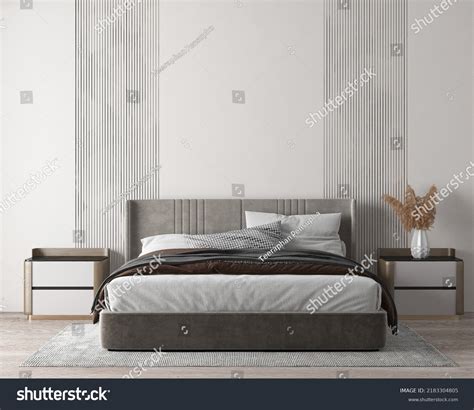 현대적인 침실과 흰색 벽 질감의 배경 스톡 일러스트 2183304805 Shutterstock