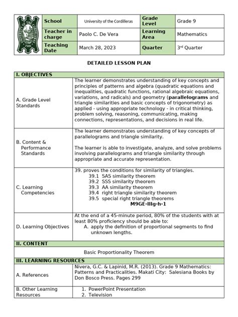 Basic Proportionality Theorem Pdf