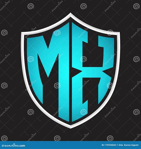 MX Logo Monogram With Shield Shape Isolated Blue Colors On Outline