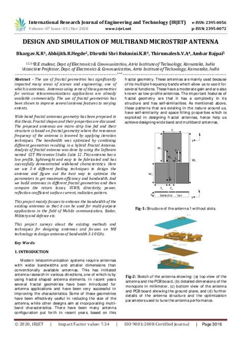 Pdf Irjet Design And Simulation Of Multiband Microstrip Antenna