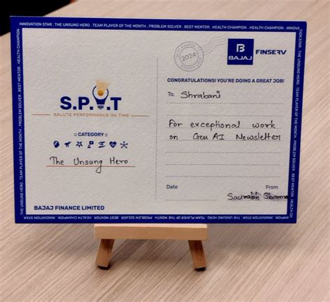Received The Spot Award The Unsung Hero For Exceptional Work On The