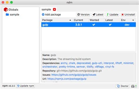npmをGUIで管理するアプリケーションndm npm desktop manager Webrandum