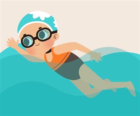 손으로 그린 수영 그림 무료 벡터