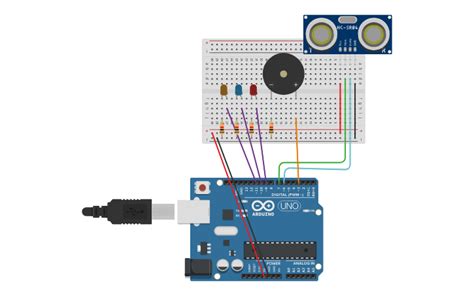 Circuit Design Ultra Sonic Sensor Tinkercad
