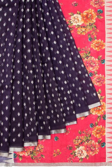 Navy Blue Organza Saree