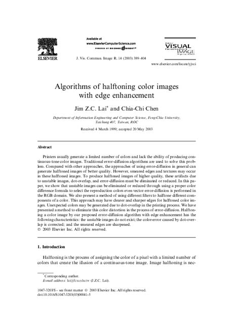 Pdf Algorithms Of Halftoning Color Images With Edge Enhancement