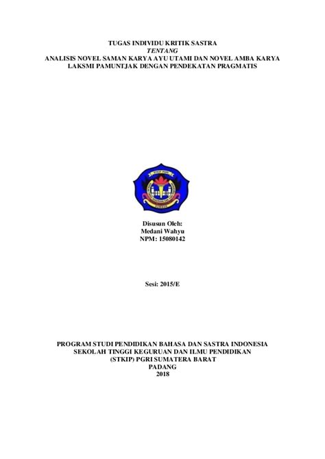 Doc Analisis Novel Saman Dan Amba Dengan Oendekatan Pragmatis