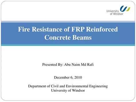 Ppt Fire Resistance Of Frp Reinforced Concrete Beams Powerpoint