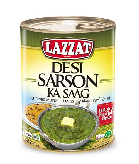 Lazzat Desi Sarson Ka Saag Curried Mustard Leaves 425g Mps Mart