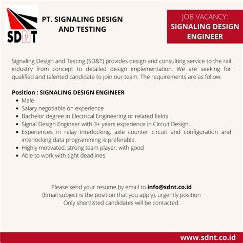Job Vacancy Hire Signalling Railway Engineer Pt Signaling Design