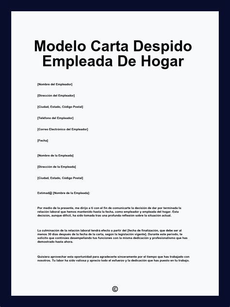 Modelo Carta Despido Empleada De Hogar