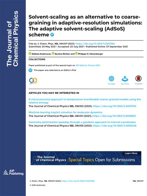 pdf solvent scaling as an alternative to coarse graining in adaptive