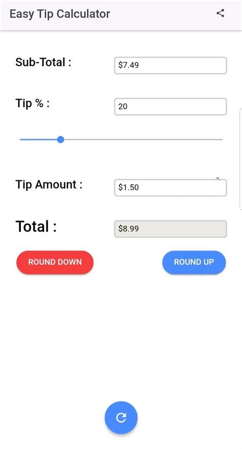 Tip Calculator Chart