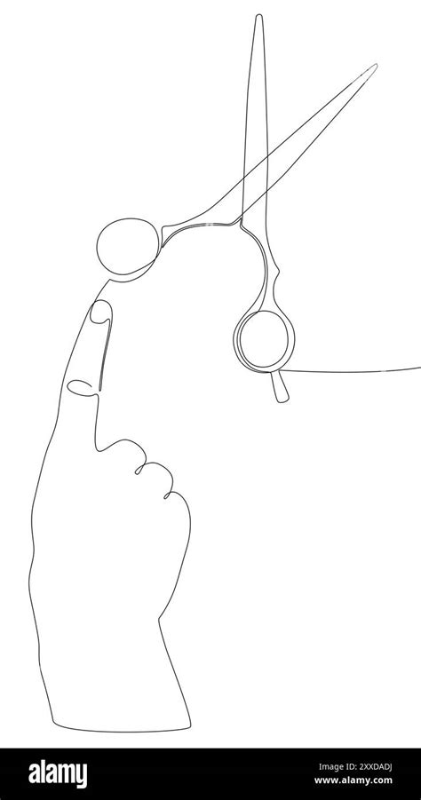One Continuous Line Of Hand With Scissor Thin Line Illustration Vector Concept Contour Drawing