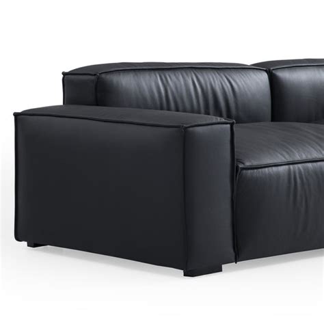 Luxury Minimalist Black Leather Sofa Soka Home