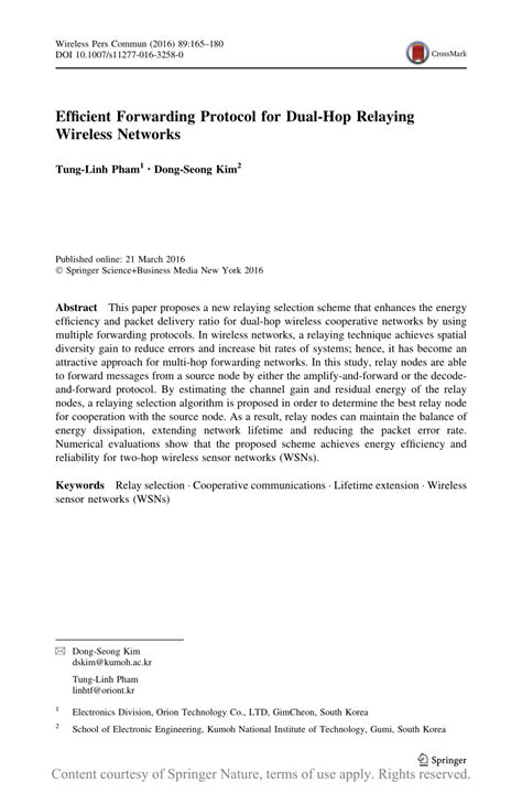 Efficient Forwarding Protocol For Dual Hop Relaying Wireless Networks