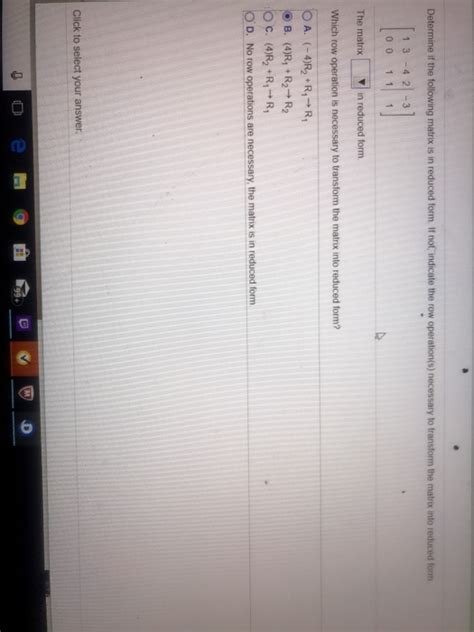 solved determine if the following matrix is in reduced form