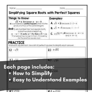 Square Roots And Cube Roots Practice With Simplifying Radicals TPT