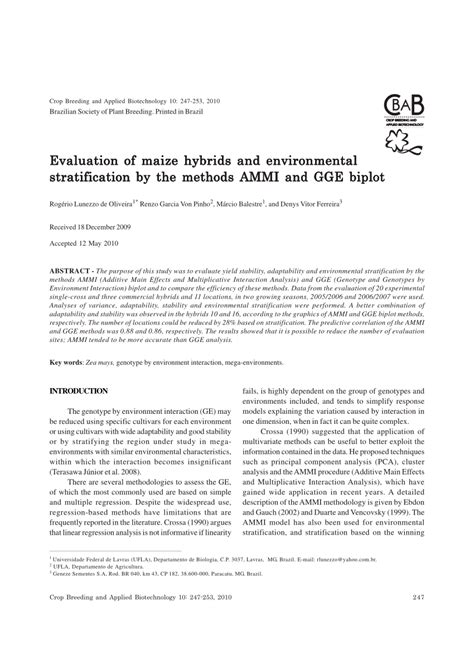Pdf Evaluation Of Maize Hybrids And Environmental Stratification By