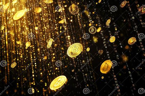 An Abstract Representation Of Digital Gold Coins Cascading Through A