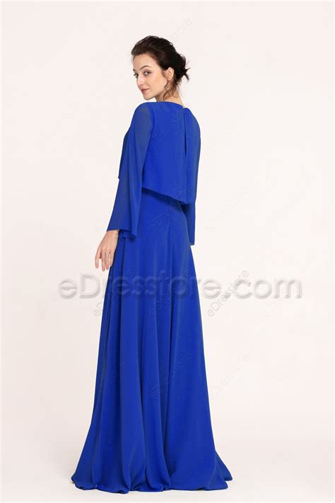 Plus Size Royal Blue Bridesmaid Dresses With Sleeves Edresstore