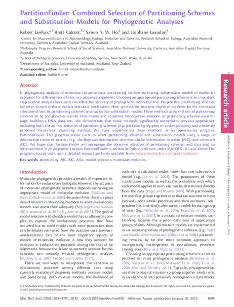 pdf partitionfinder combined selection of partitioning schemes and