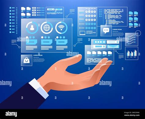 Augmented Reality Concept Businessman Hand With Virtual Hologram