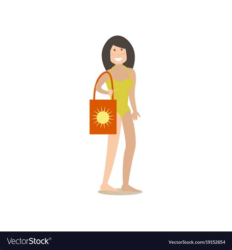 Woman In Swimsuit Flat Royalty Free Vector Image