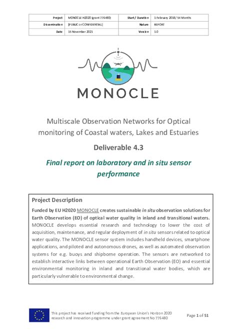 Pdf D43 Final Report On Laboratory And In Situ Sensor Performance