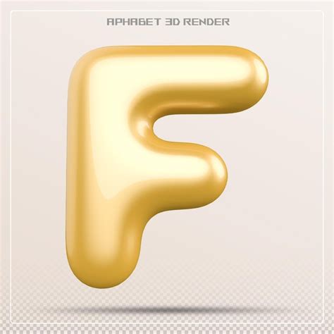 Letra De Burbuja F Fuente De Oro Alfabeto Renderizado En D Archivo PSD Premium