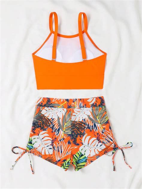 Shein Swim Vcay Womens Summer Beach Halter Top And Botanical Print