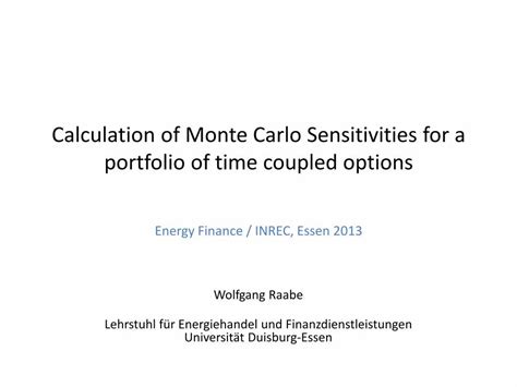 Pdf Calculation Of Monte Carlo Sensitivities For A Portfolio