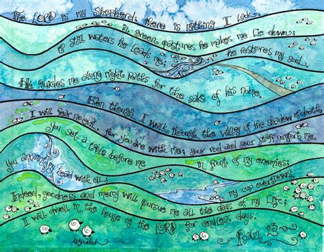 Psalm 23 Whimsical Scripture Art Print Of Watercolor Christian Art