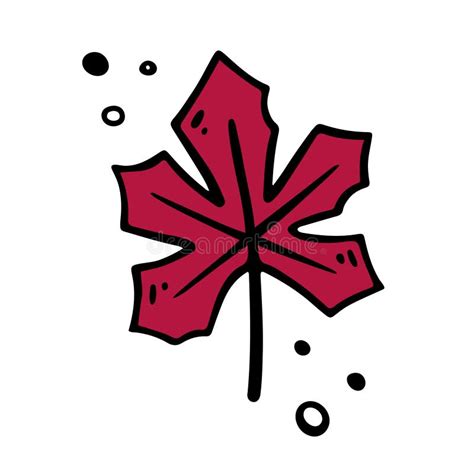 Hand Drawn Maple Leaf Autumn Leaf Vector Illustration In Doodle Style