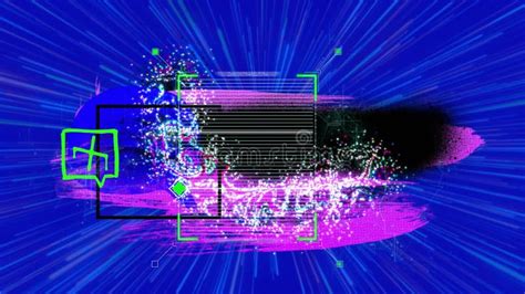 Animation Of Scope Scanning Over Colorful Shapes On Blue Background