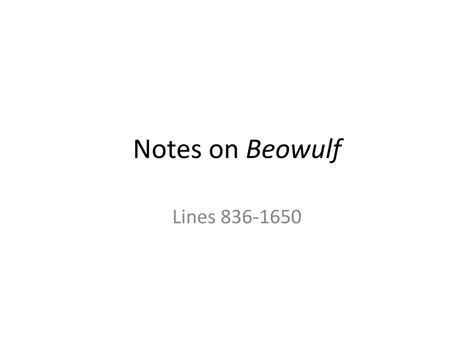Ppt Notes On Beowulf Powerpoint Presentation Free Download Id 2271630