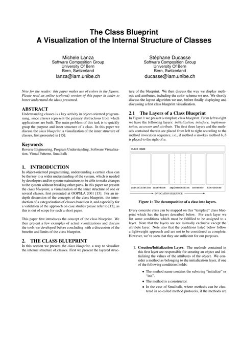 Pdf The Class Blueprint A Visualization Of The Internal Structure Of