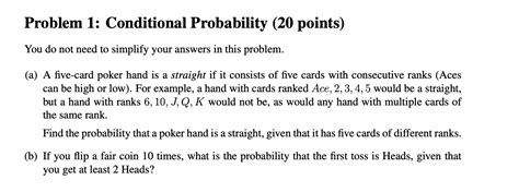 Solved Problem 1 Conditional Probability 20 Points You Do Chegg